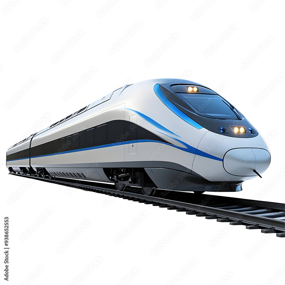 Modern high-speed train isolated on a transparent background, a sleek ...