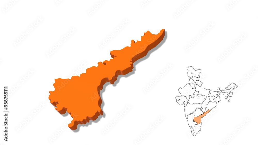 India Map Showing Andhra Pradesh State in Detail Stock Illustration ...