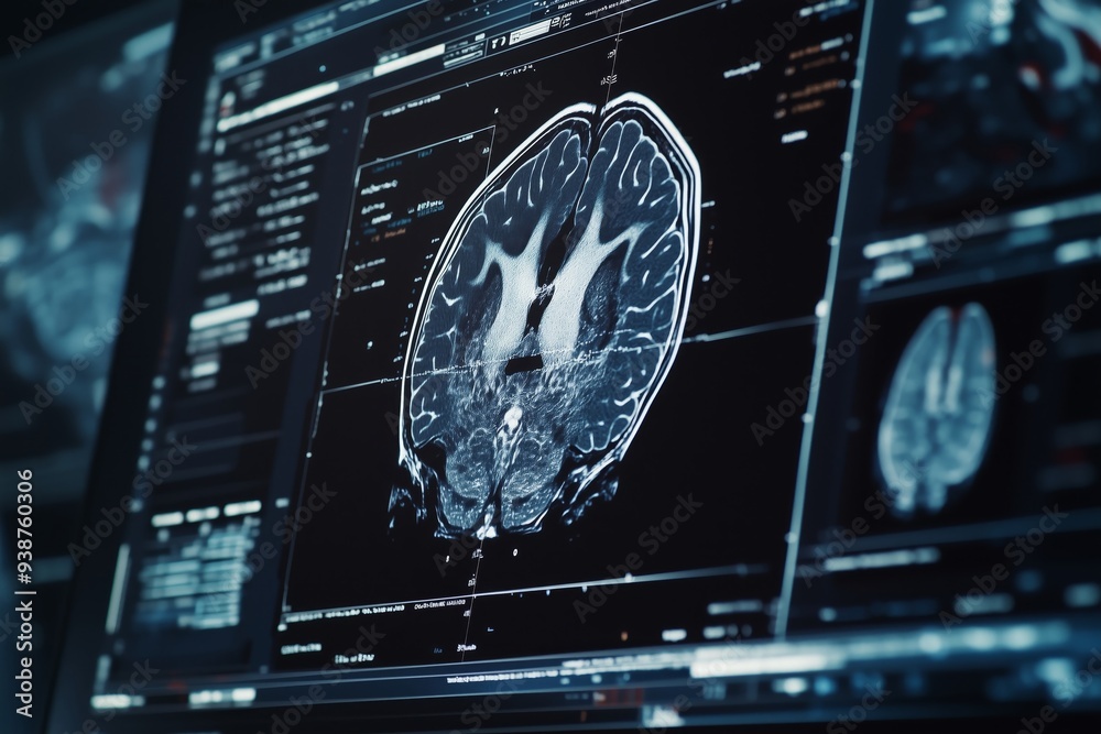Brain Scan Display Animation Showing Vital Signs and Neurology Data for Disease Diagnosis Future ...