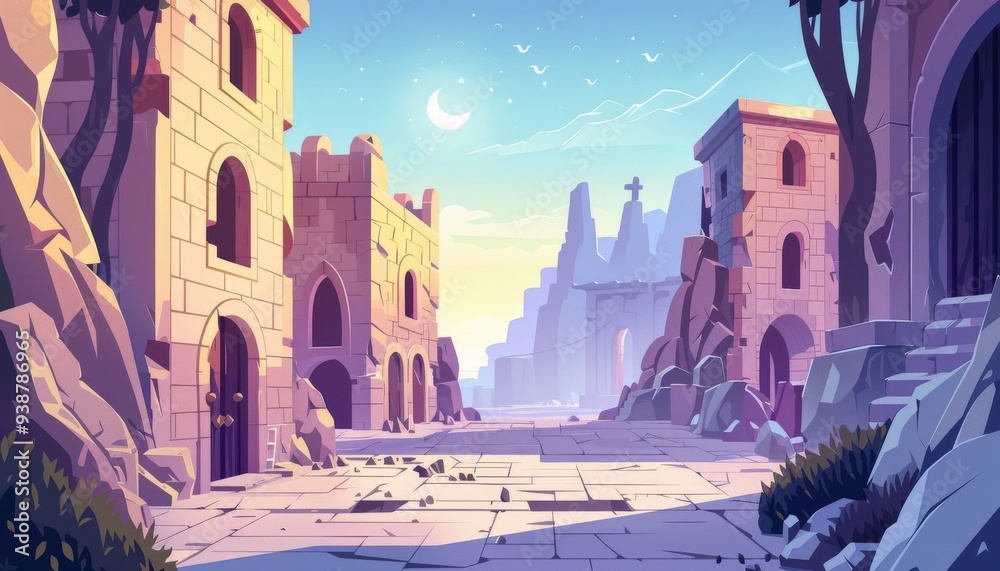 Overgrown temple in the desert. Ruins of an ancient civilization ...