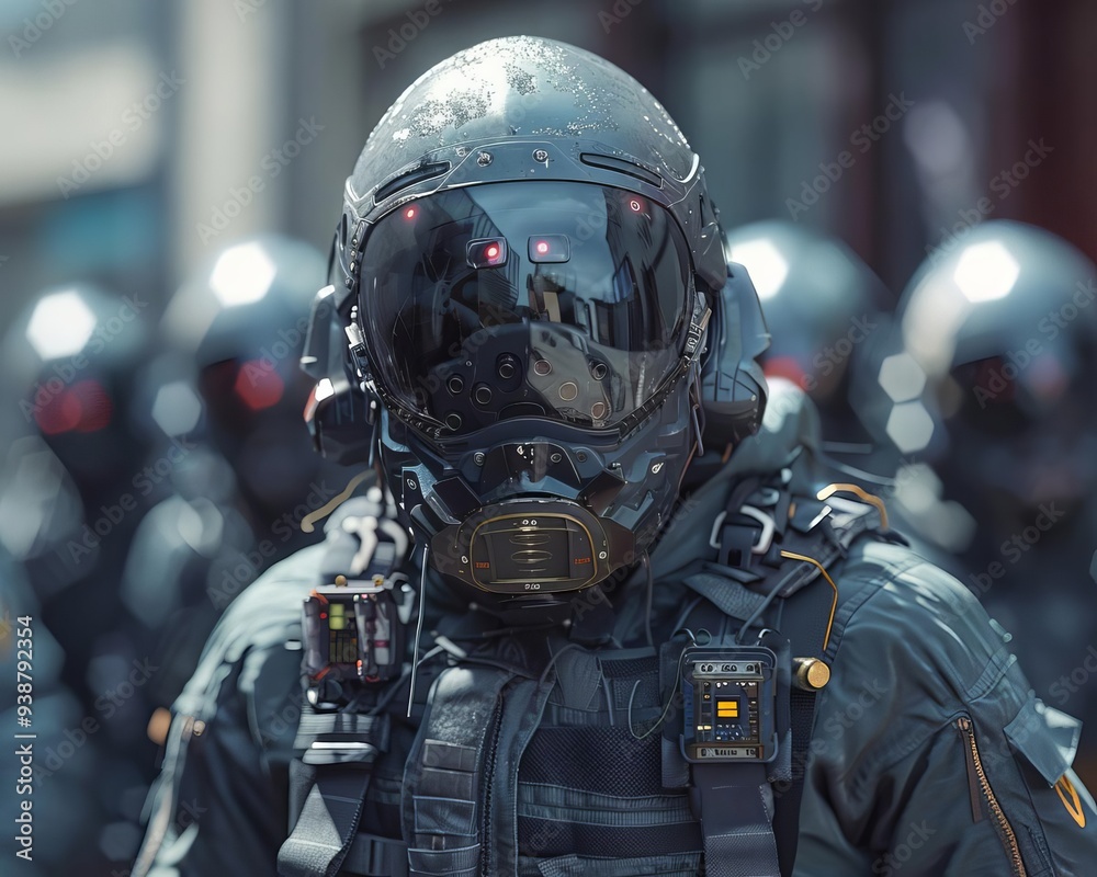 Ilustración de Stock 3D simulation of a bomb disposal unit in a digital ...