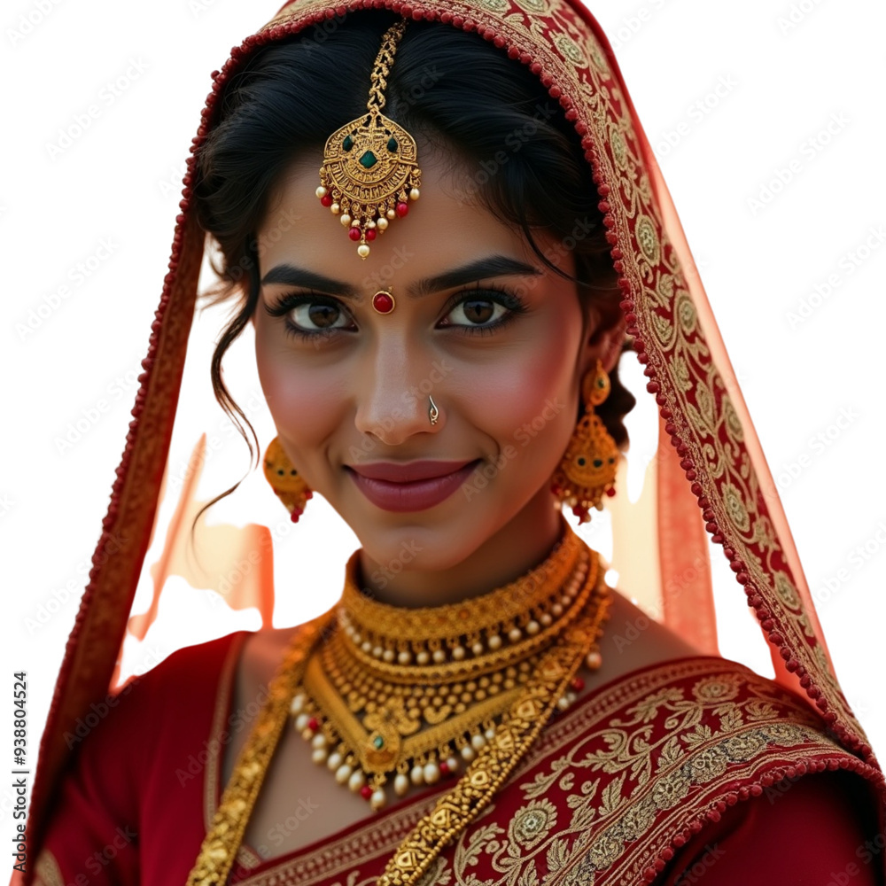 Indian bride's traditional wedding outfit on Isolated transparent ...