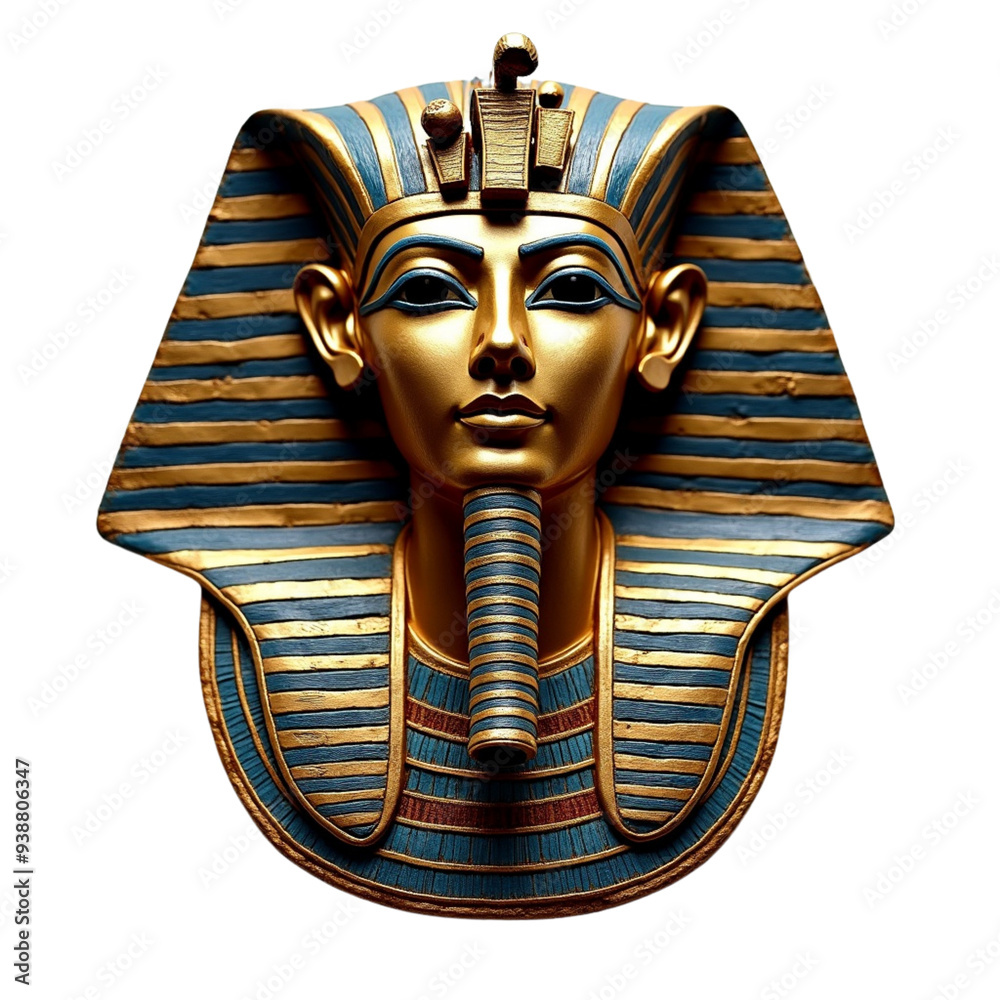 3D illustration featuring the beautiful gold bust of ancient Egyptian ...
