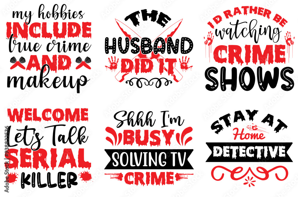 Classic True Crime Hand Lettering, Invitation Pack Vector Illustration ...