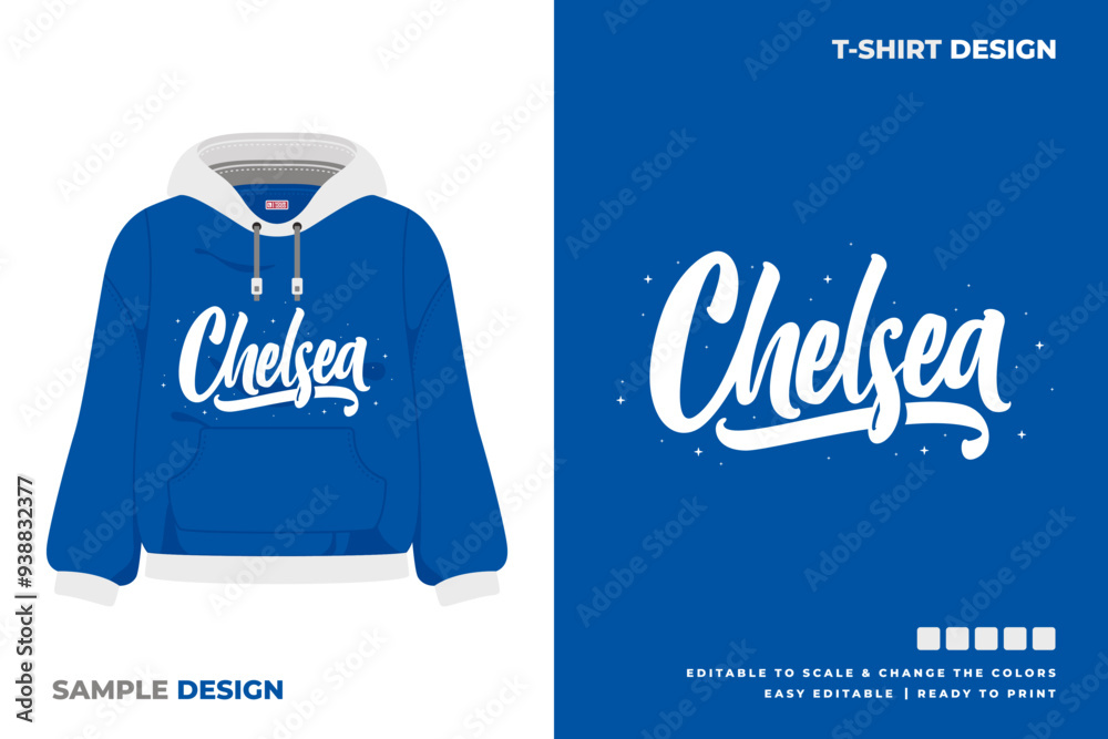 chelsea lettering art sweater design Stock Vector | Adobe Stock