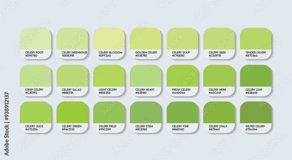 Praca wektorowa bez tantiem: Celery Color Palette, Celery Green Color ...