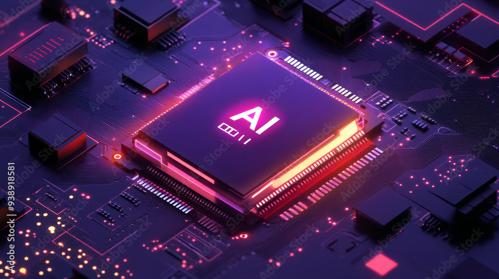 "Vector icon of an artificial intelligence (AI) processor chip. This ...