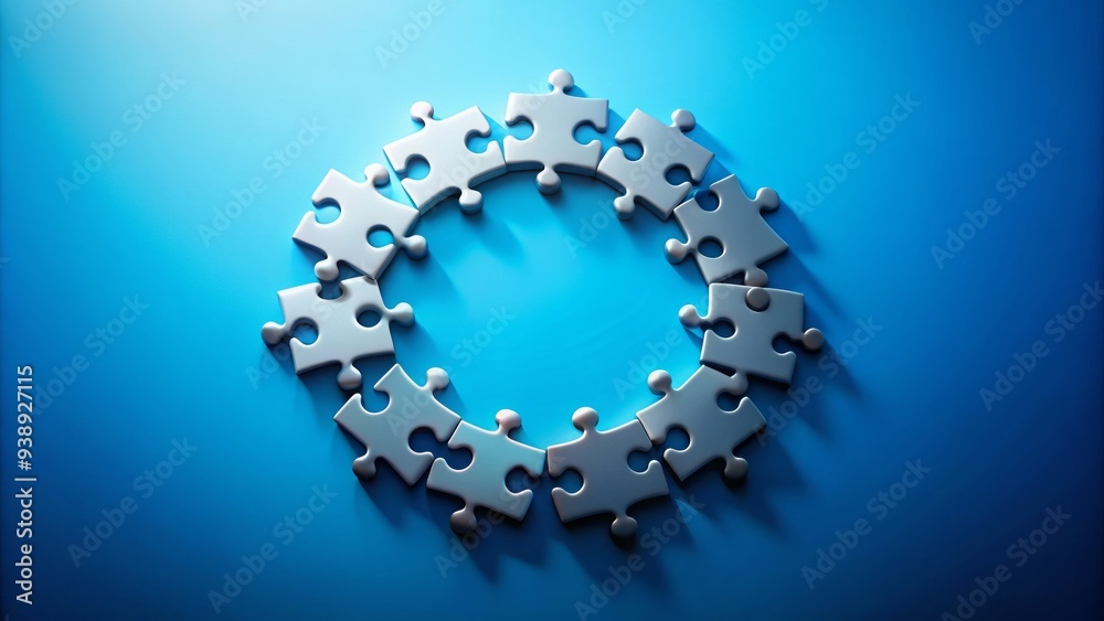 Interconnected puzzle pieces forming a circle, symbolizing unity ...