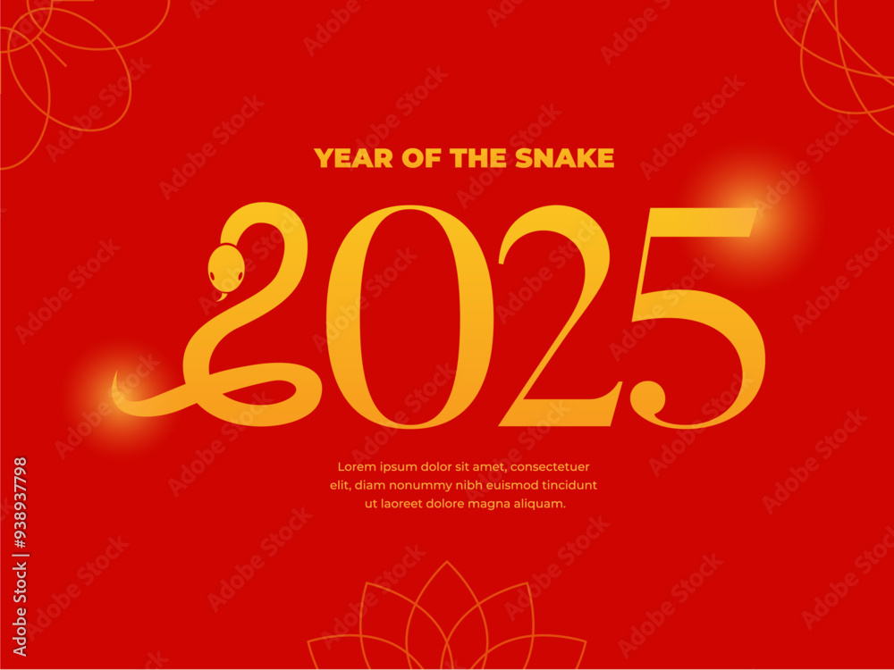 Happy Lunar New Year 2025 year of the snake greeting vector ...