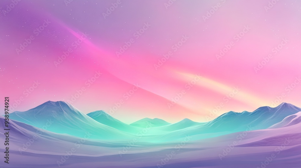 Create a pastel aurora borealis background with soft waves of pink ...