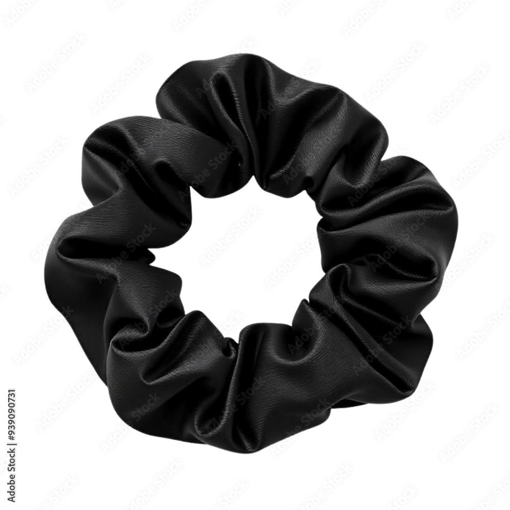 a black silk scrunchie on Isolated transparent background png ...