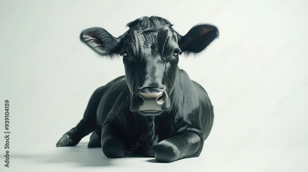 Single cow on a white background, isolated to highlight its features ...