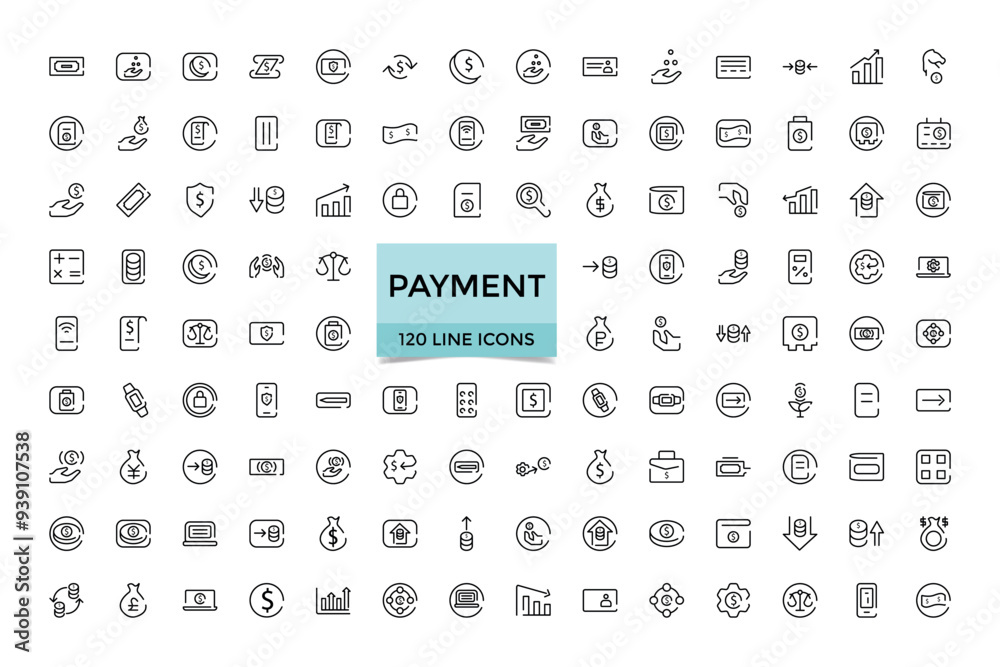 Payment icon set. finance and Business payment collection with money ...