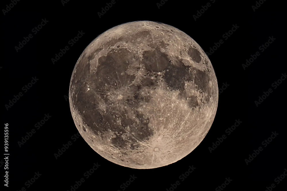 An original horizontal photograph of the super blue moon with dark ...