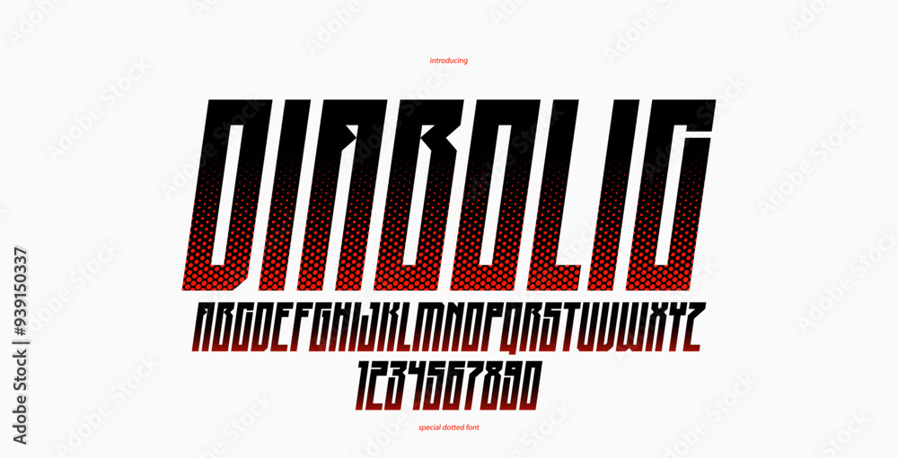 Halftone dotted futuristic cyberpunk font for logos and posters, vector ...