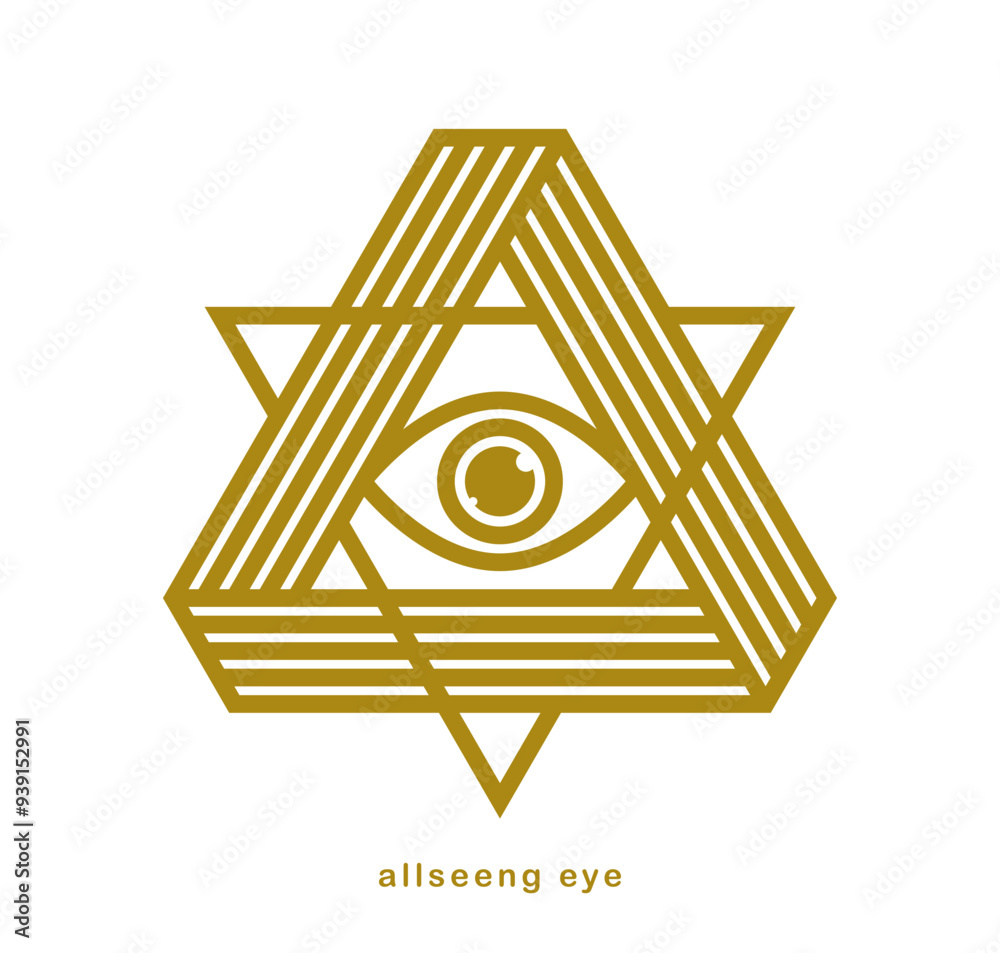 All seeing eye in triangle pyramid vector ancient symbol in modern ...