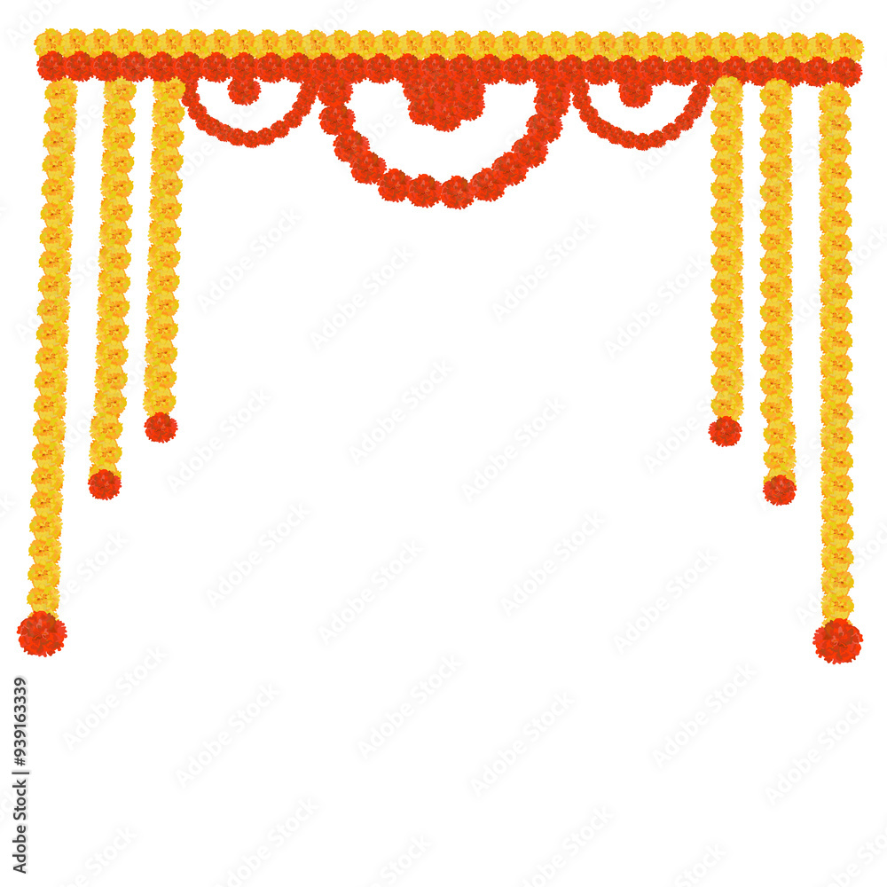 indian hindu wedding elements vector marigold floral garland vector ...