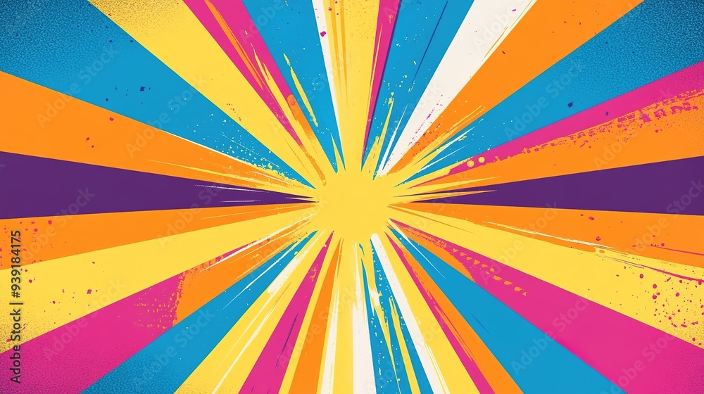 Colorful Pop Art Rays Background for Comics and Posters: Retro-Inspired ...