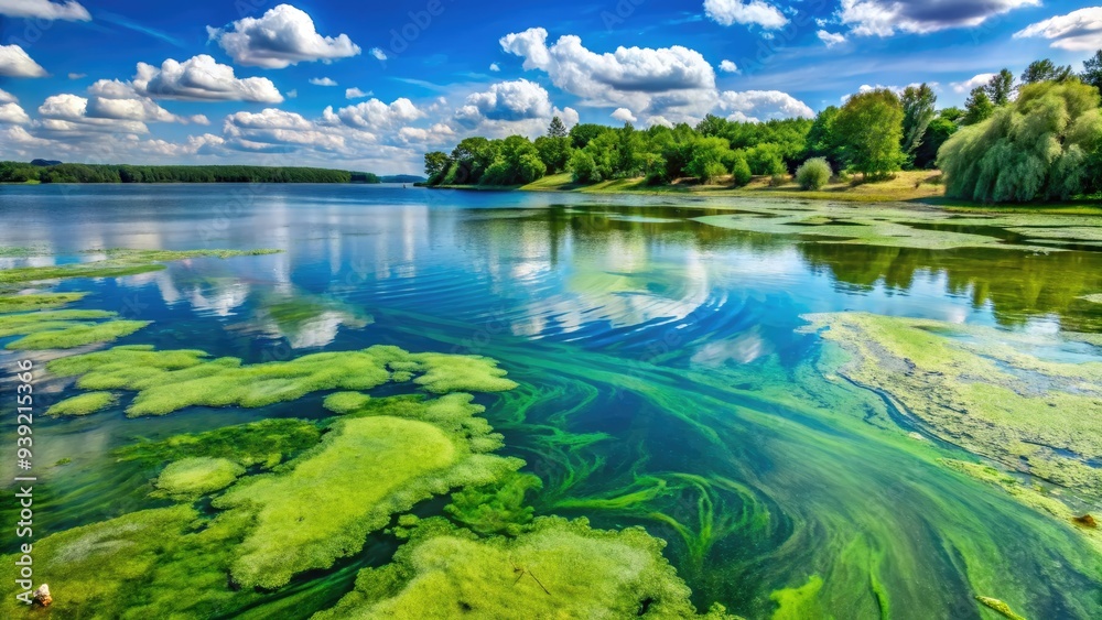 Toxic blue-green algae Microcystis aeruginosa blooming in polluted ...