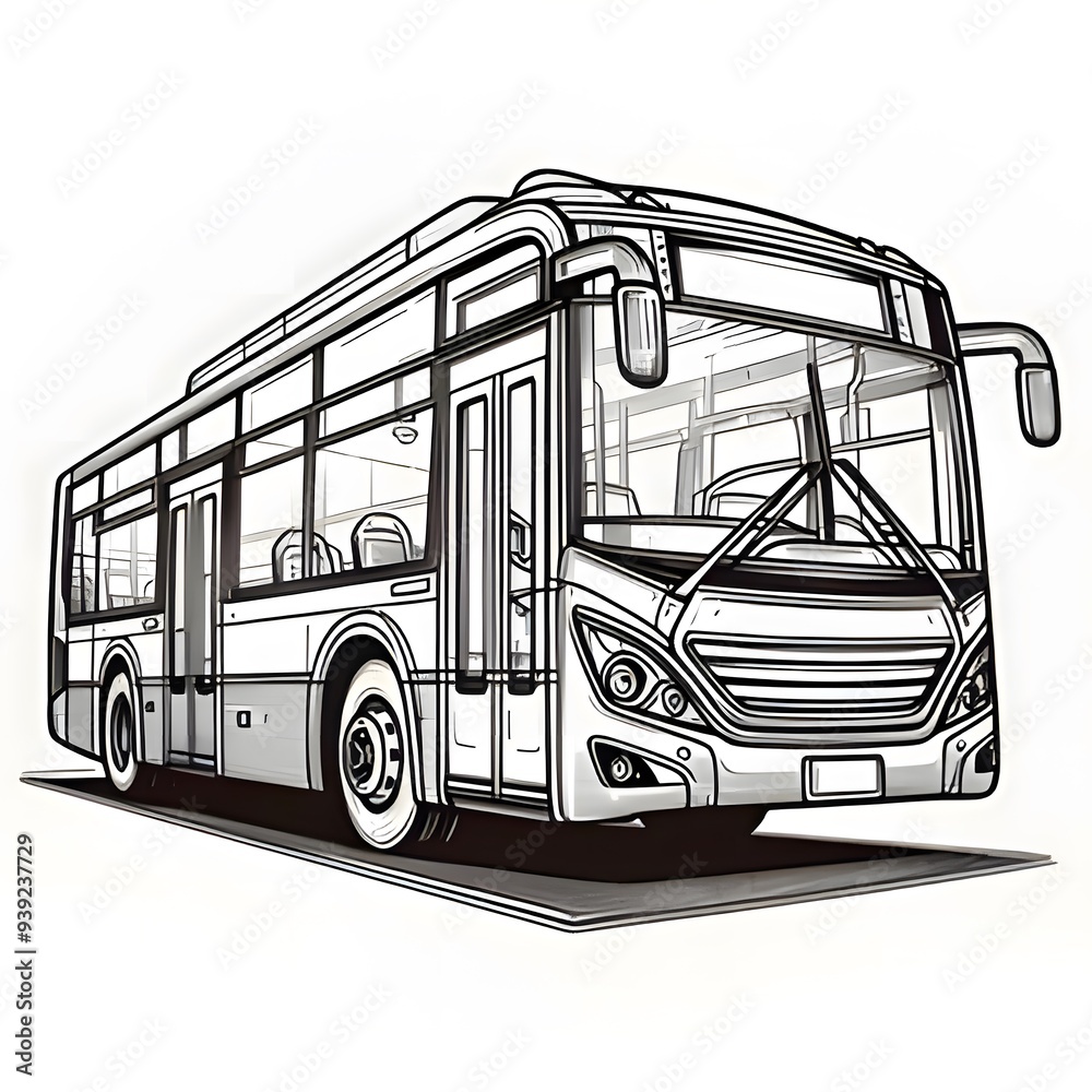 Continuous one line drawing of tourist bus. Simple travel bus line art ...