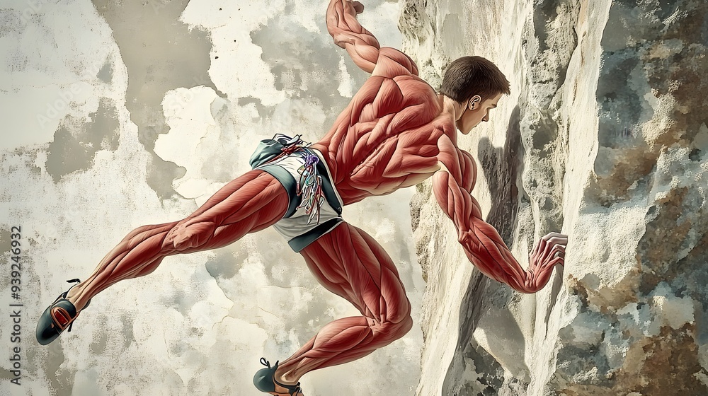 Muscular System in a Climbing Motion: An illustration of the muscular ...