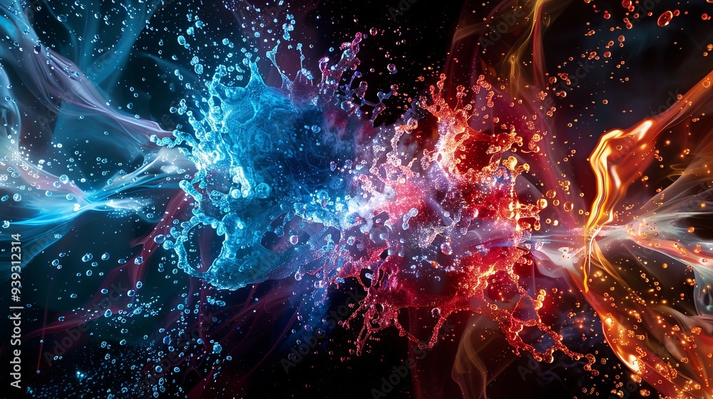 High-resolution abstract wallpaper featuring an exploding water-cooled ...