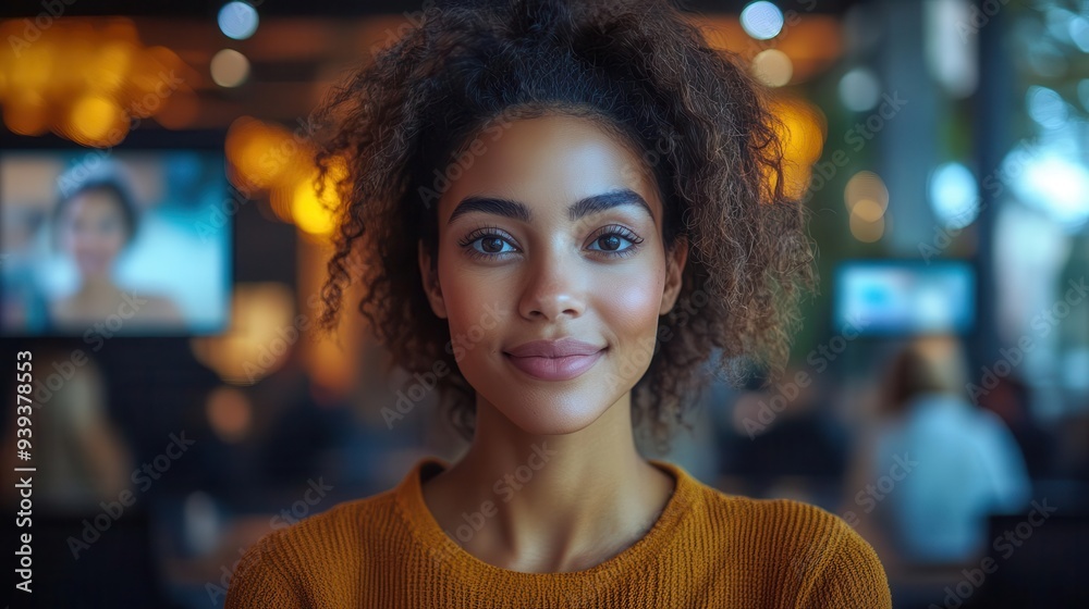 dynamic virtual meeting scene with diverse team members on individual ...