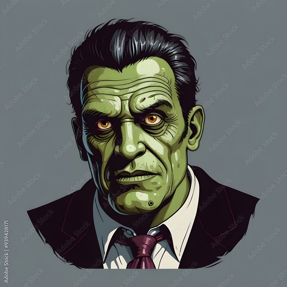 Cartoon horror man frankenstein character face smile. Illustration ...