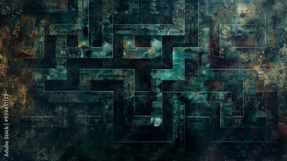 Abstract representation of mental barriers: maze-like structure with no ...