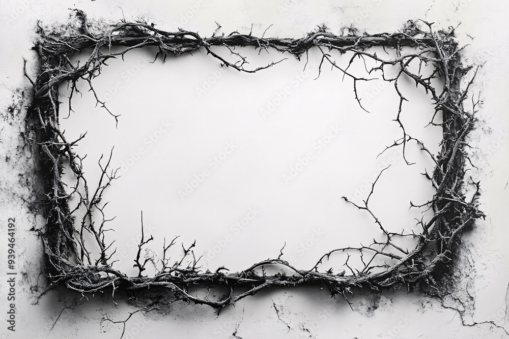 A gothic border frame featuring intricate lines and thorns, perfect for ...