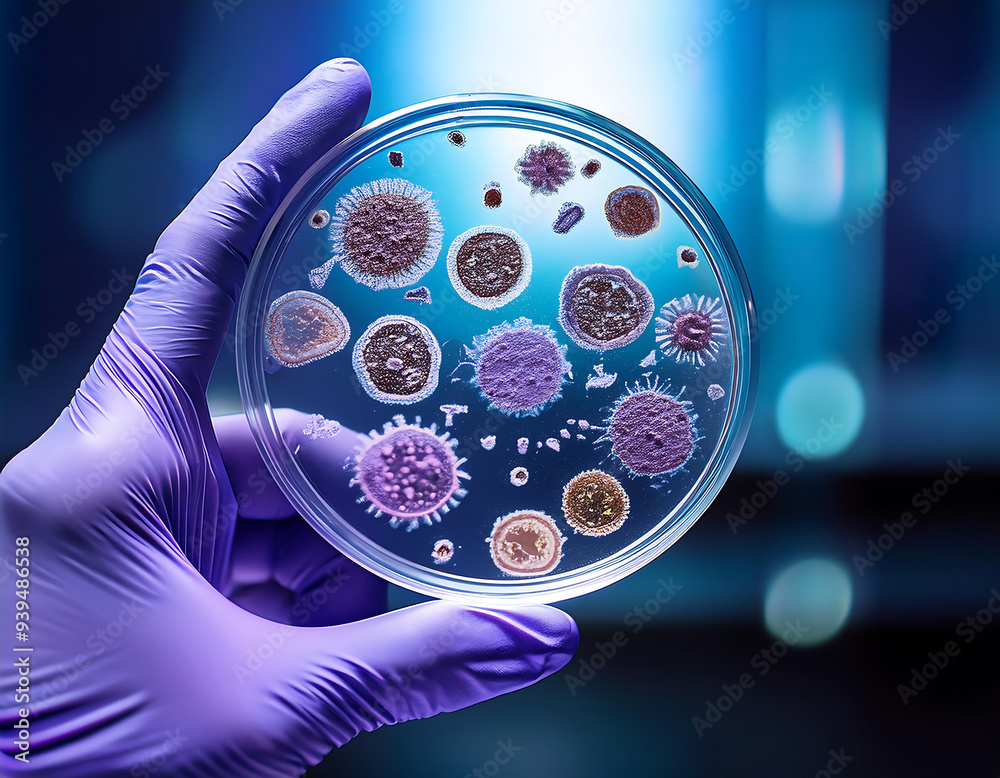hand holding lab slide showing microscopic images monkeypox viral ...