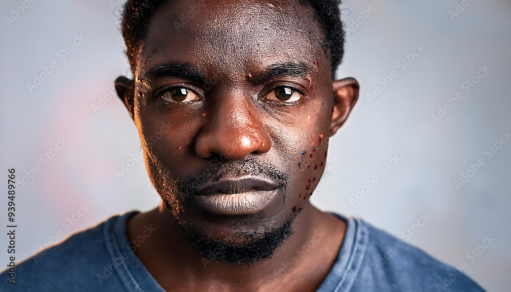 black person face displaying symptoms monkeypox new pandemic posing ...