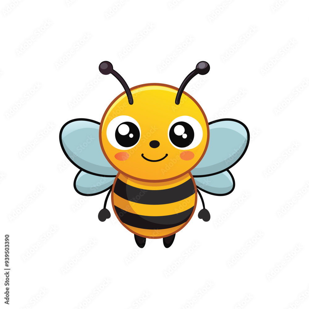 Cartoon bee with a big smile and big wings, Cute cartoon bee character ...