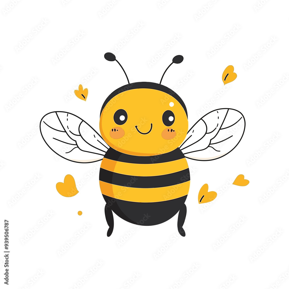 Cartoon bee with a big smile and big wings, Cute cartoon bee character ...