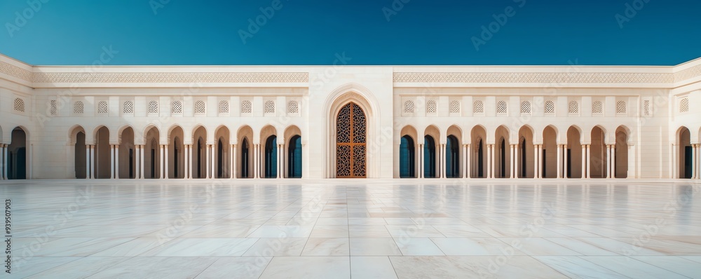 Modern Islamic architecture with arched doorways and a minimalist ...