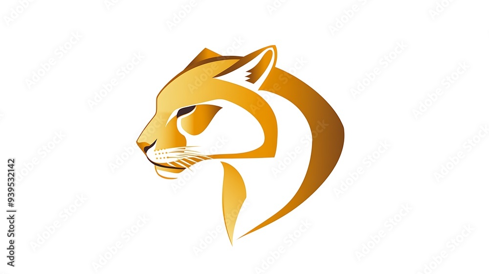 Majestic Golden Panther Logo Vector Illustration on White Background ...