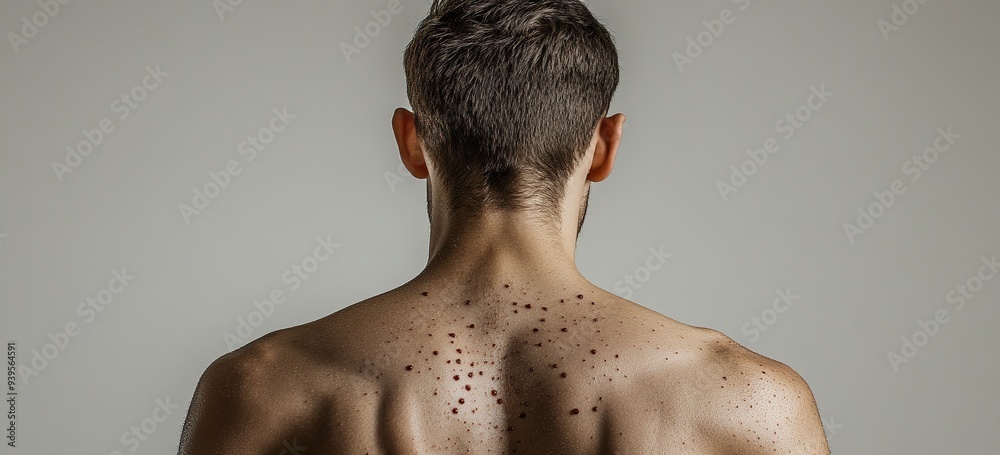 Stock-Illustration „Caucasian male back with monkeypox, mpox disease ...