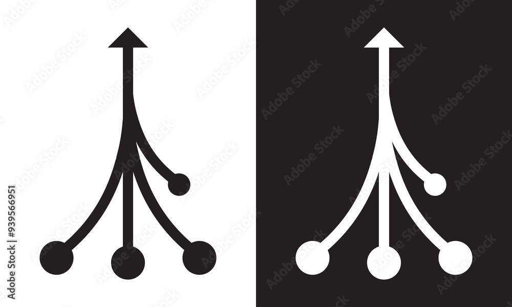 Consolidation icon in black and white colors. Vector illustration ...
