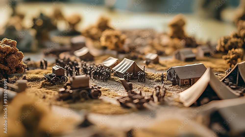 Miniature 3D-Printed Historical Battlefield with Tents, Cannons, and ...