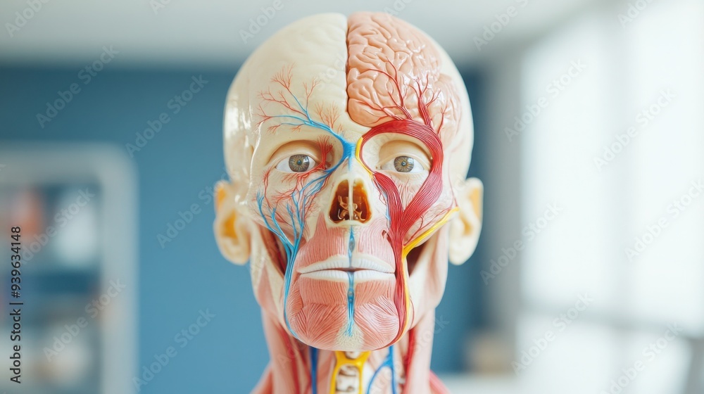 Foto de Stock Detailed human head model showing cranial nerves in a ...