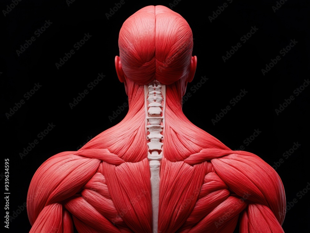 Detailed muscle anatomy of the human back, highlighting latissimus ...