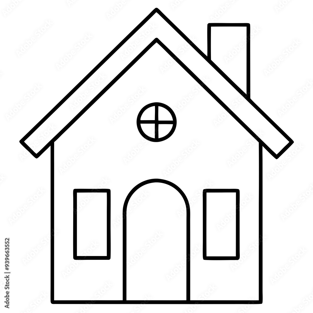 Vector de Stock house coloring page, house outline, house illustration ...