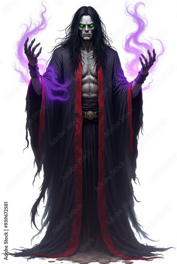 Eerie Necromancer with Glowing Eyes , dark fantasy aesthetic, high ...