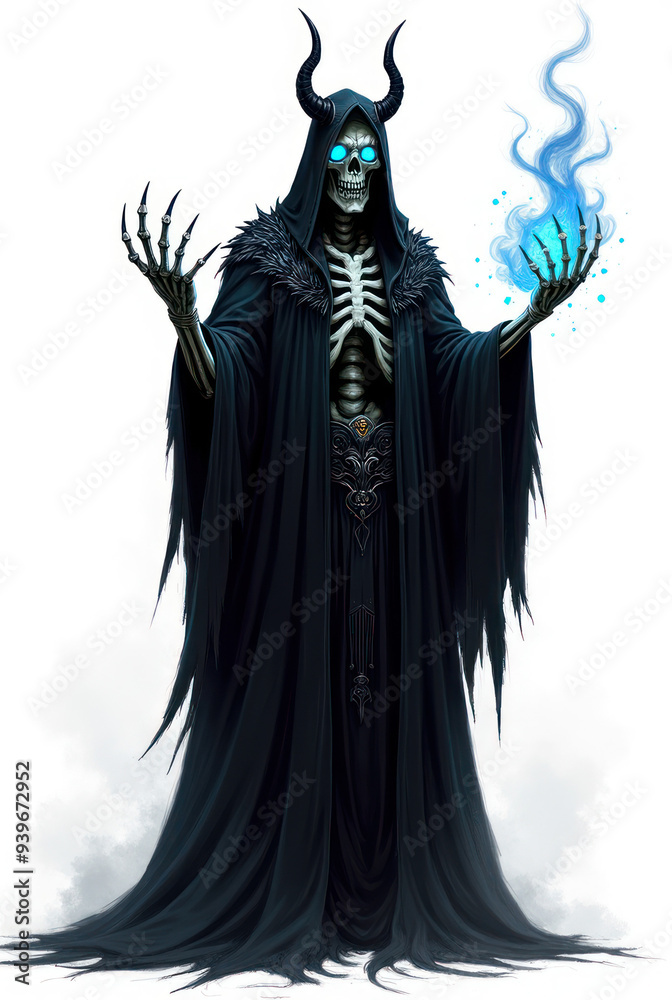 Skeletal Lich with Glowing Eyes , dark fantasy aesthetic, high-detail ...