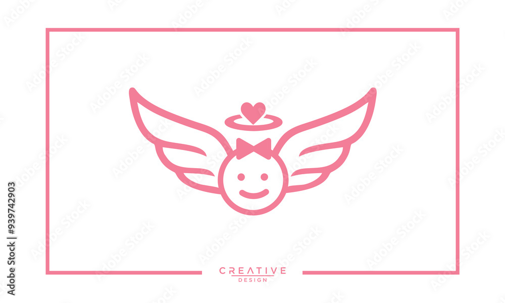 Baby angel logo design vector illustration. Stock Vector | Adobe Stock