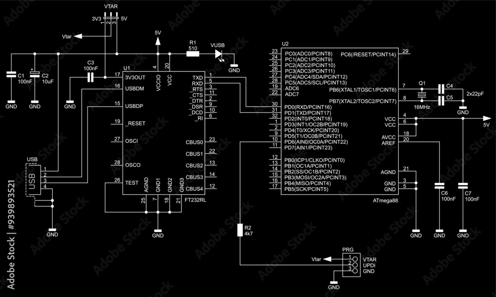 Schematic diagram of electronic device on sheet of paper. Vector ...