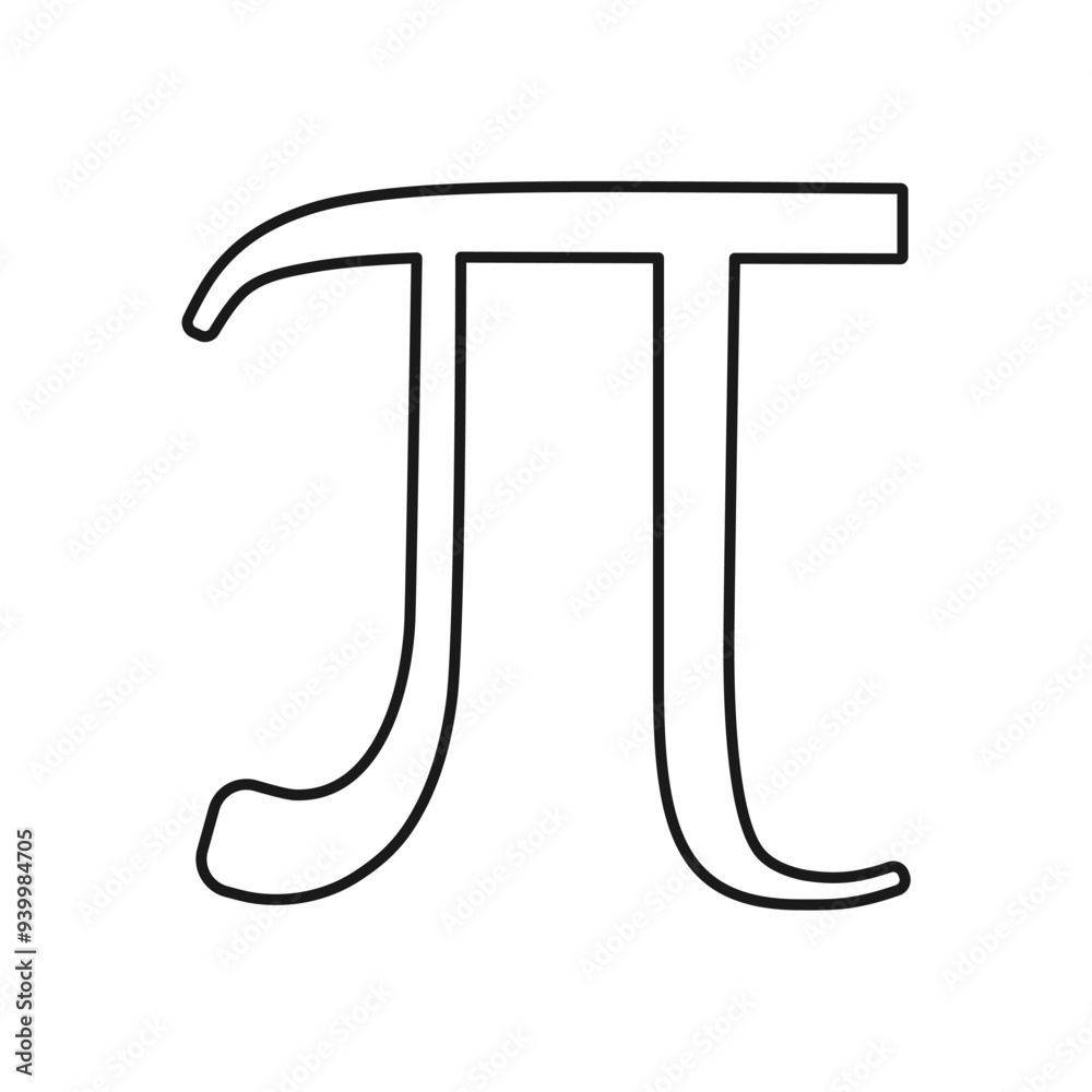 Pi mathematical icon symbol from the Greek alphabet in outline vector ...