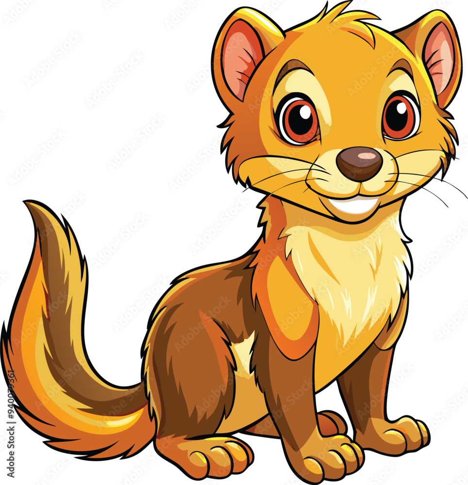 Cute Weasel vector cartoon illustration Stock Vector | Adobe Stock