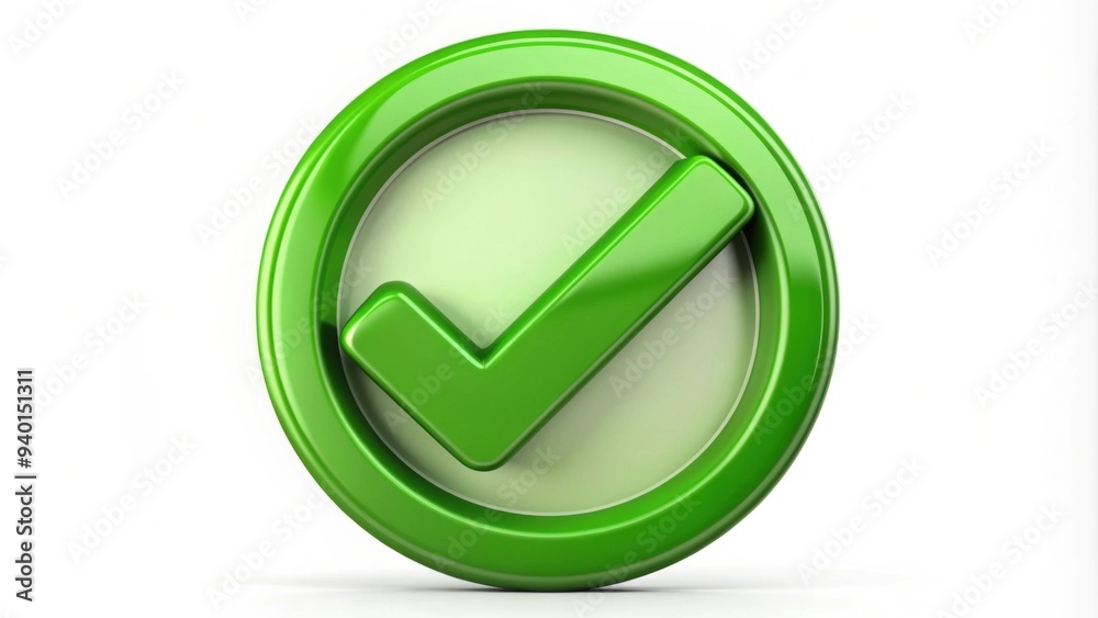 Symbol of approval in green color, checkmark, tick, verified, approved ...