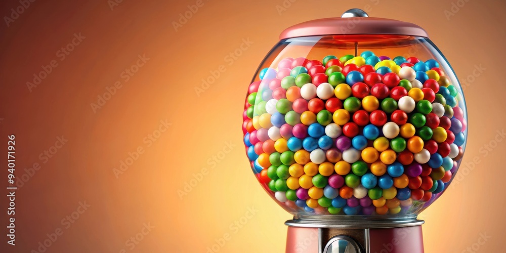Colorful gumball vending machine with assorted gumballs inside ...